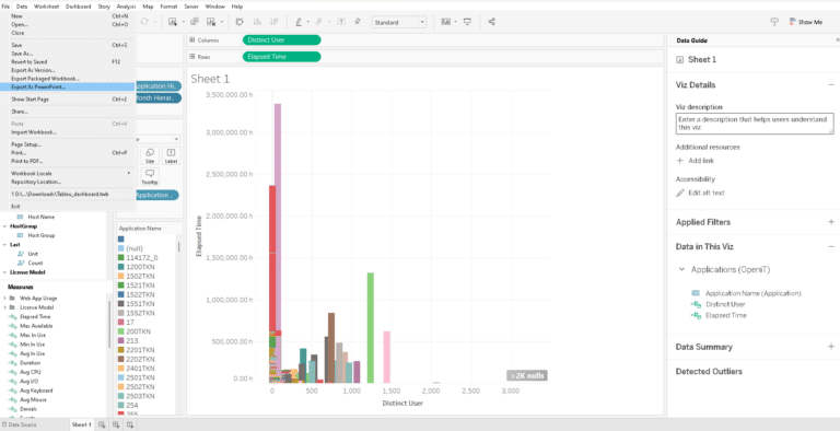 Exporting Tableau Reports: A Guide for LicenseAnalyzer Users